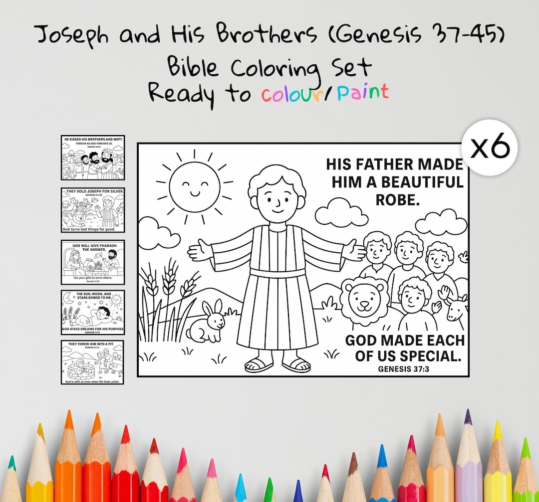 Joseph Bible Coloring Pages Craft | Kids Bible Craft | Genesis 37–45 ...