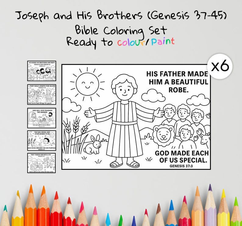 Joseph Bible Coloring Pages Craft | Kids Bible Craft | Genesis 37–45 ...