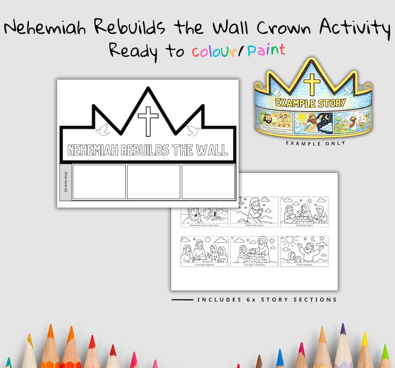 Nehemiah Rebuilds the Wall Bible Crown Printable | Work Together ...
