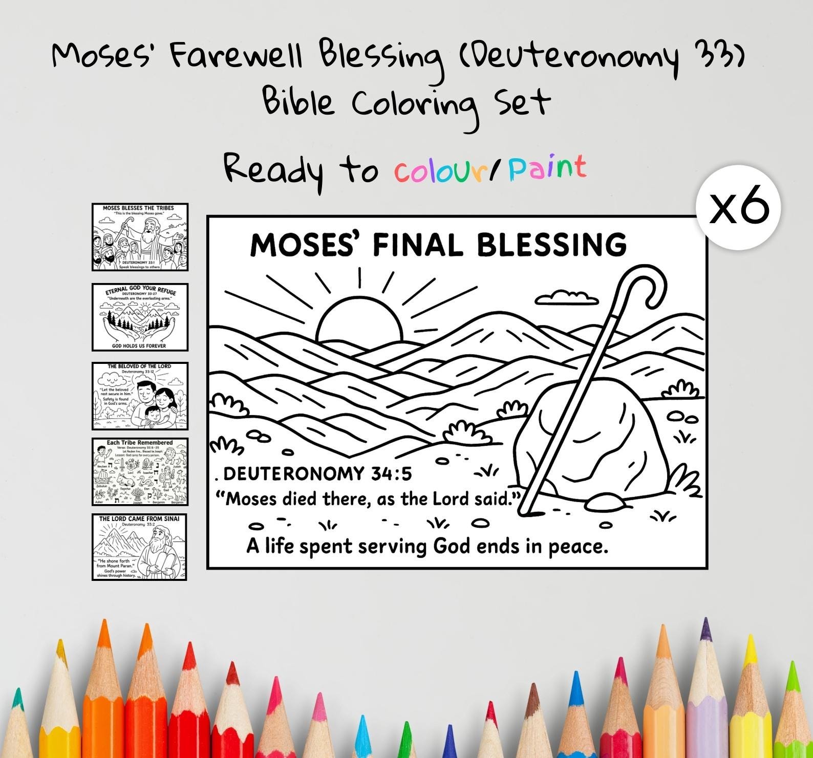 Moses’ Farewell Blessing Coloring Pages Craft | Kids Bible Craft ...