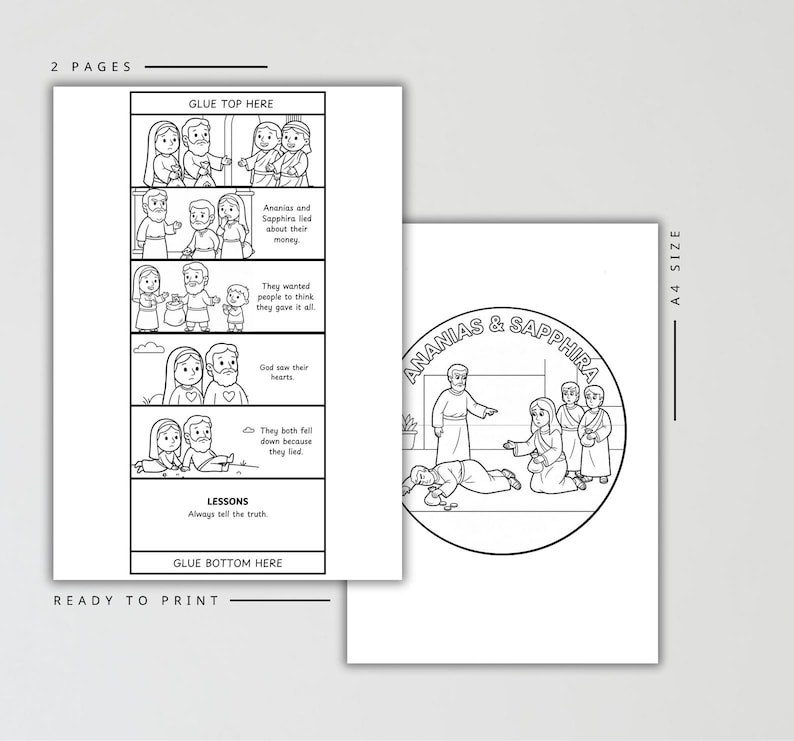 Ananias and Sapphira Bible Craft | Honesty Lesson | Christian Coloring ...