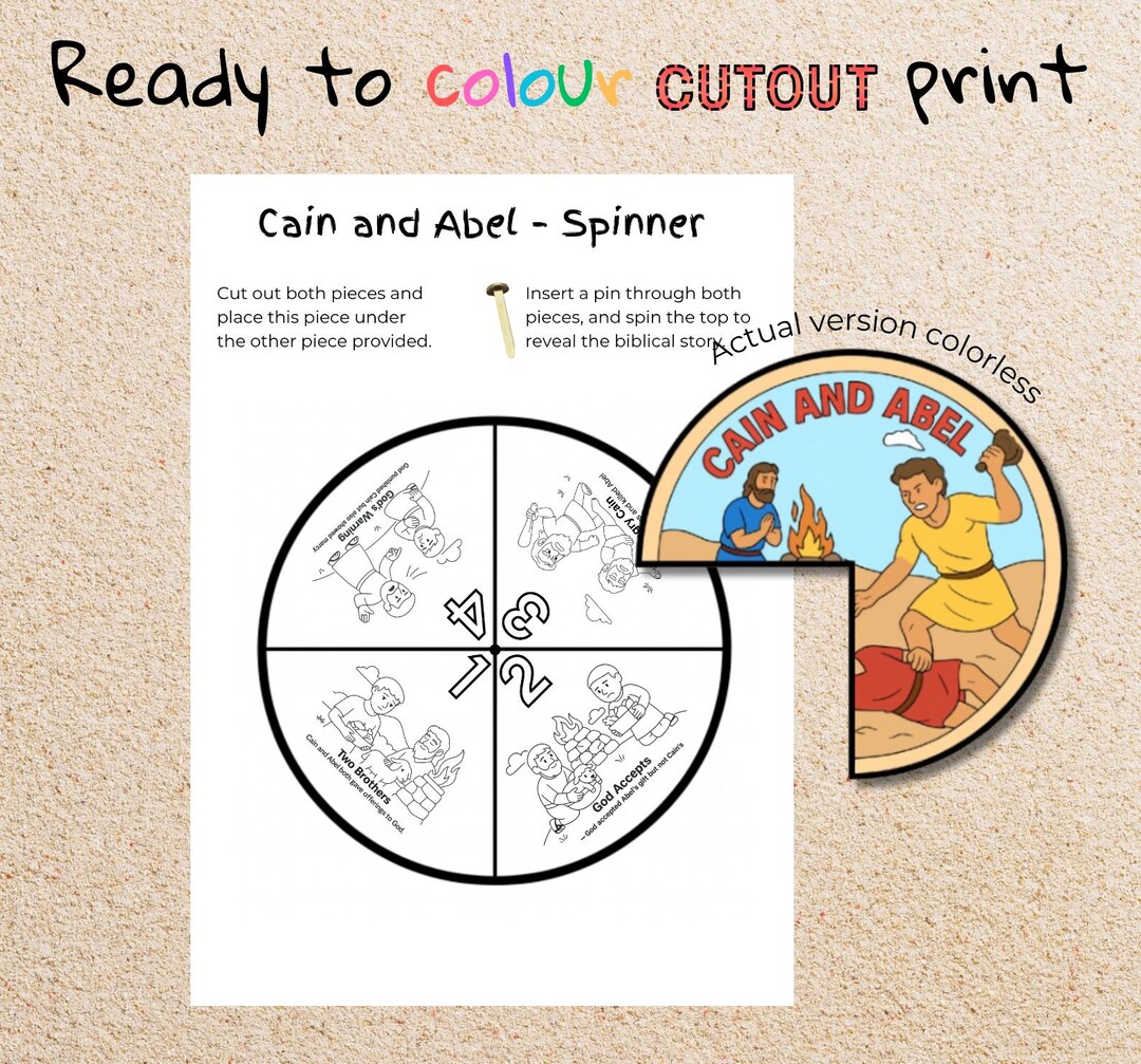 Cain and Abel Coloring Wheel, Bible Story Craft for Kids, Obedience and ...