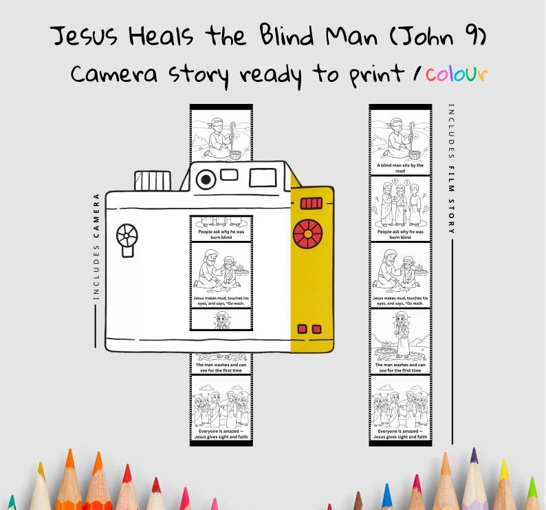 Jesus Heals the Blind Man Bible Camera Film Craft | Kids Bible Story ...