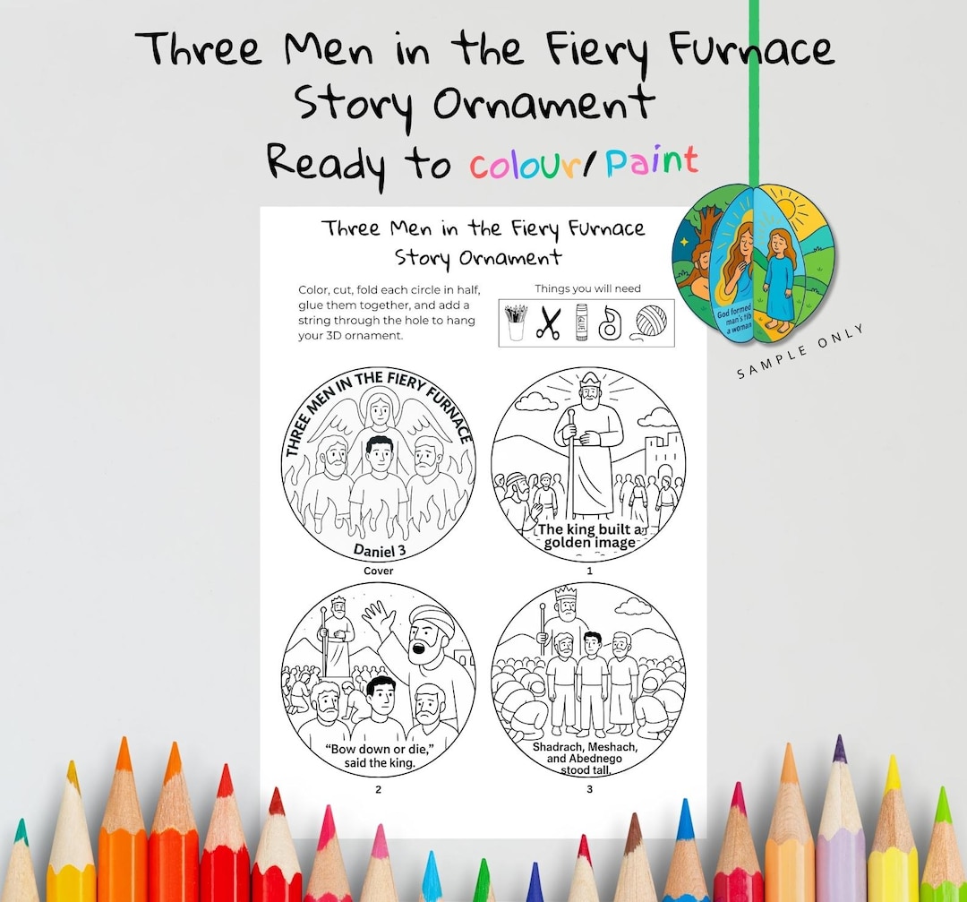 Three Men in the Fiery Furnace (daniel 3) | 3D Bible Story Ornament ...