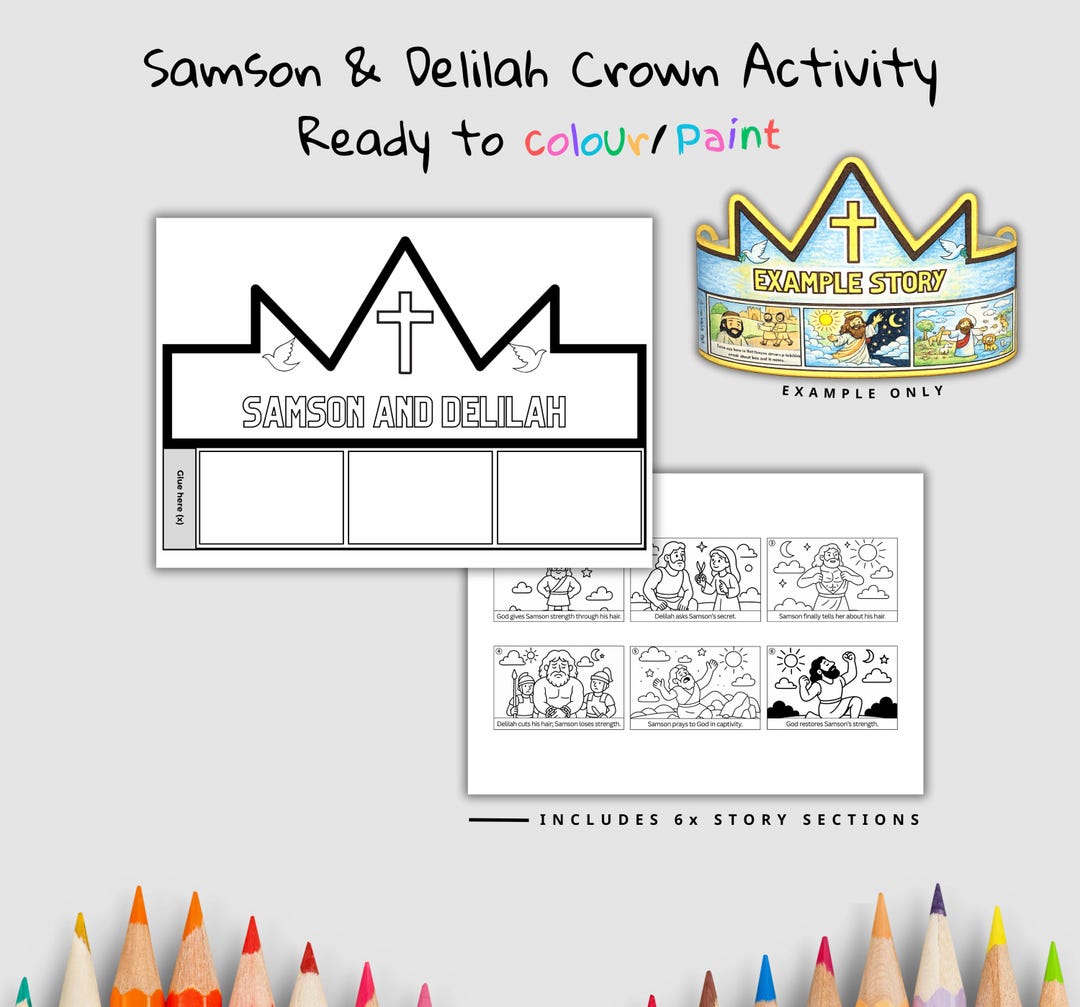 Samson and Delilah Bible Crown Printable | Strength and Choices Craft ...