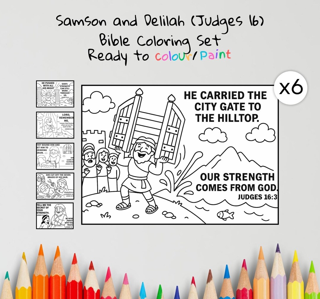 Samson & Delilah Bible Coloring Pages Craft | Kids Bible Craft | Judges ...