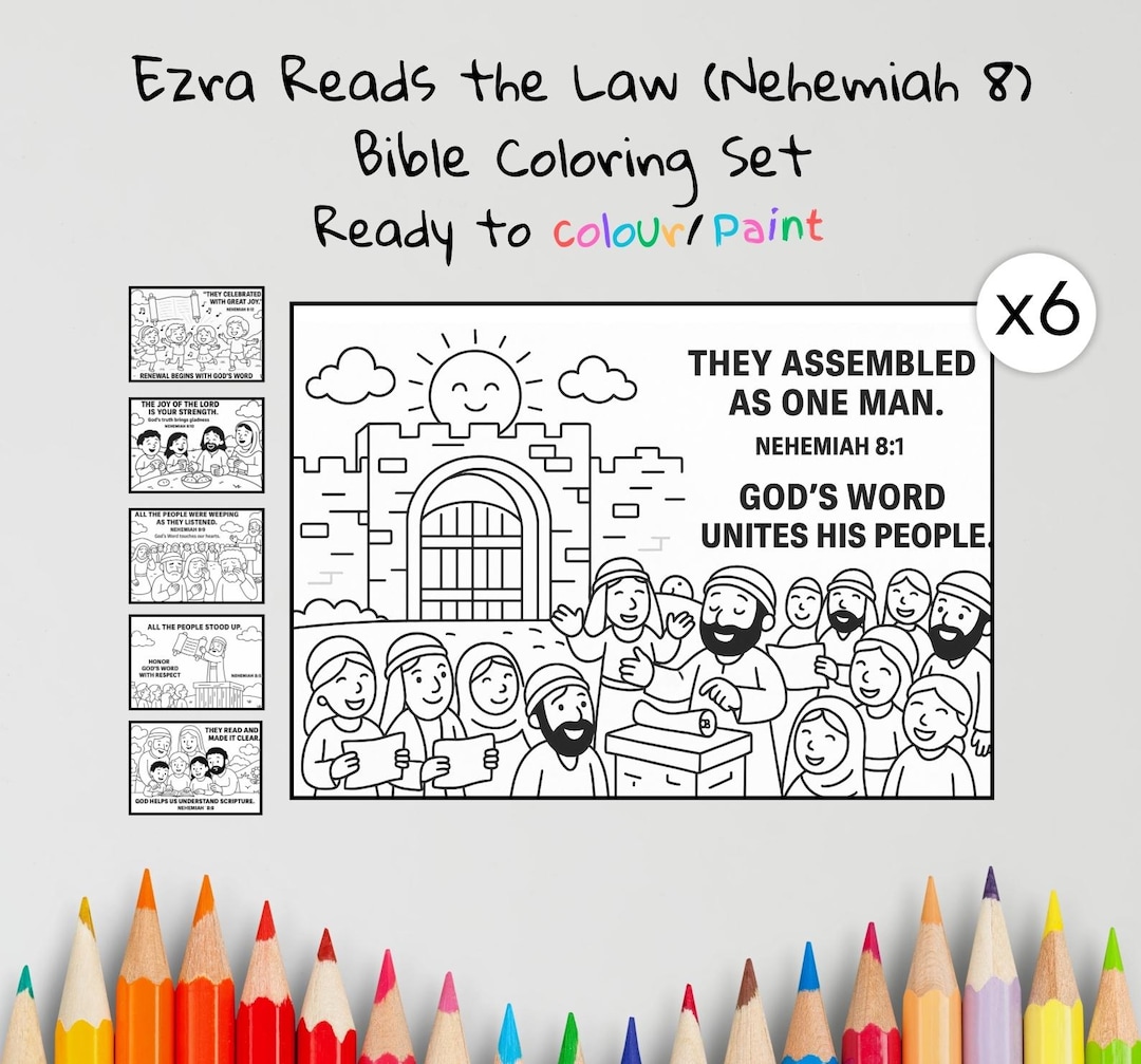 Ezra Reads the Law Coloring Pages Craft | Kids Bible Craft | Nehemiah 8 ...