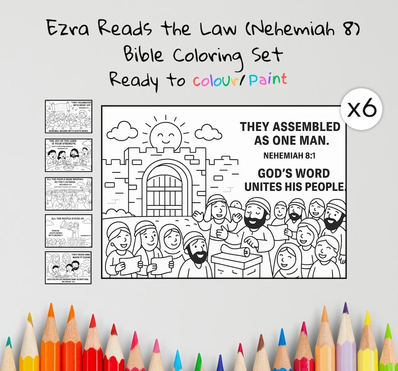 Ezra Reads the Law Coloring Pages Craft | Kids Bible Craft | Nehemiah 8 ...