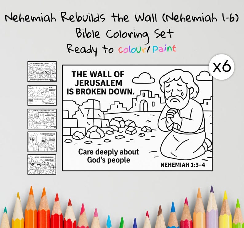 Nehemiah Rebuilds the Wall Coloring Pages Craft | Kids Bible Craft ...