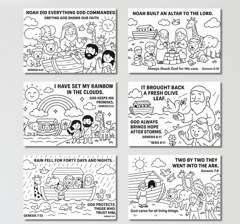 Noah’s Ark Bible Coloring Pages Craft | Kids Bible Craft | Genesis 6–9 ...