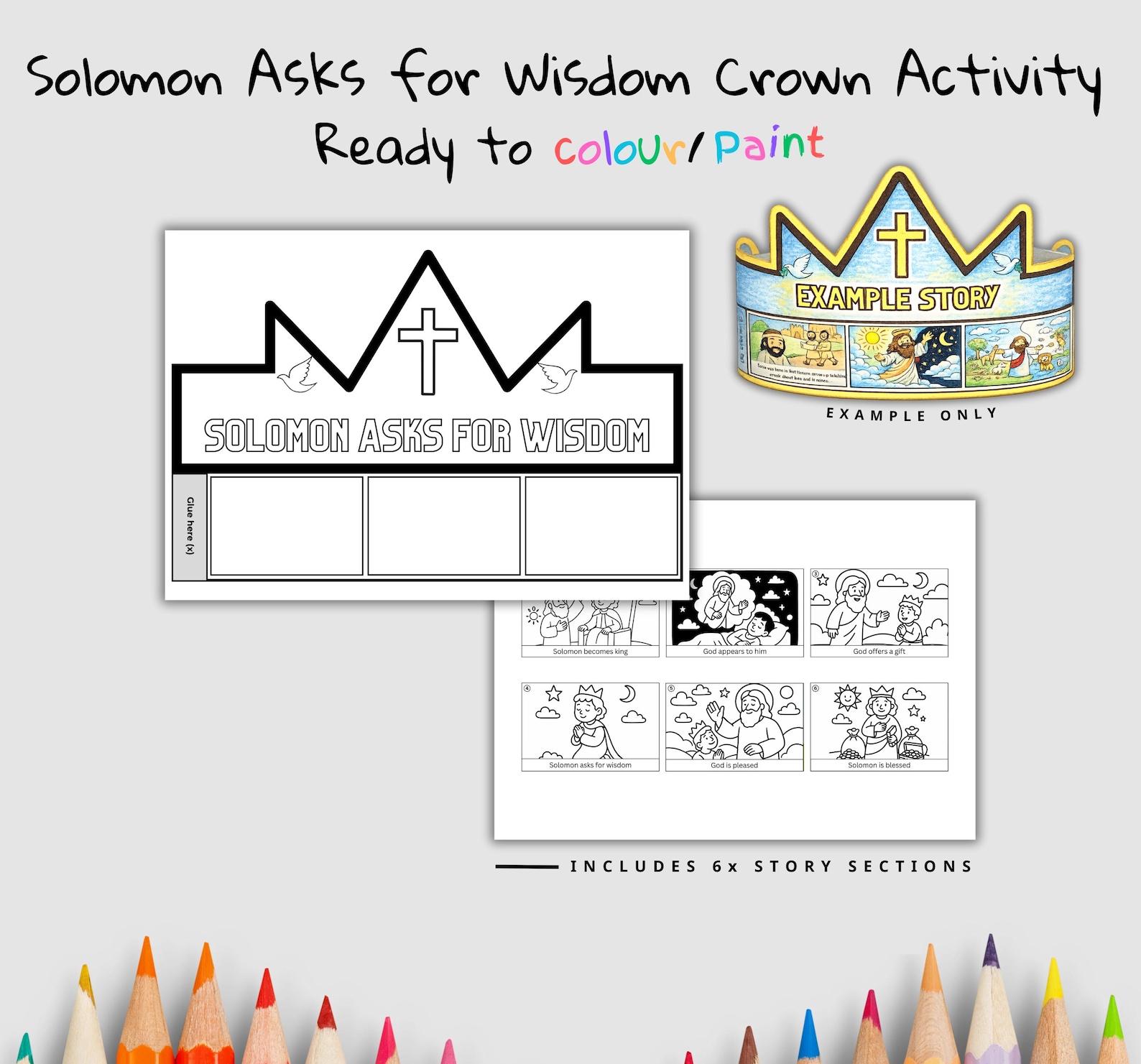 Solomon Asks Wisdom Bible Crown Printable | Godly Wisdom | Christian ...