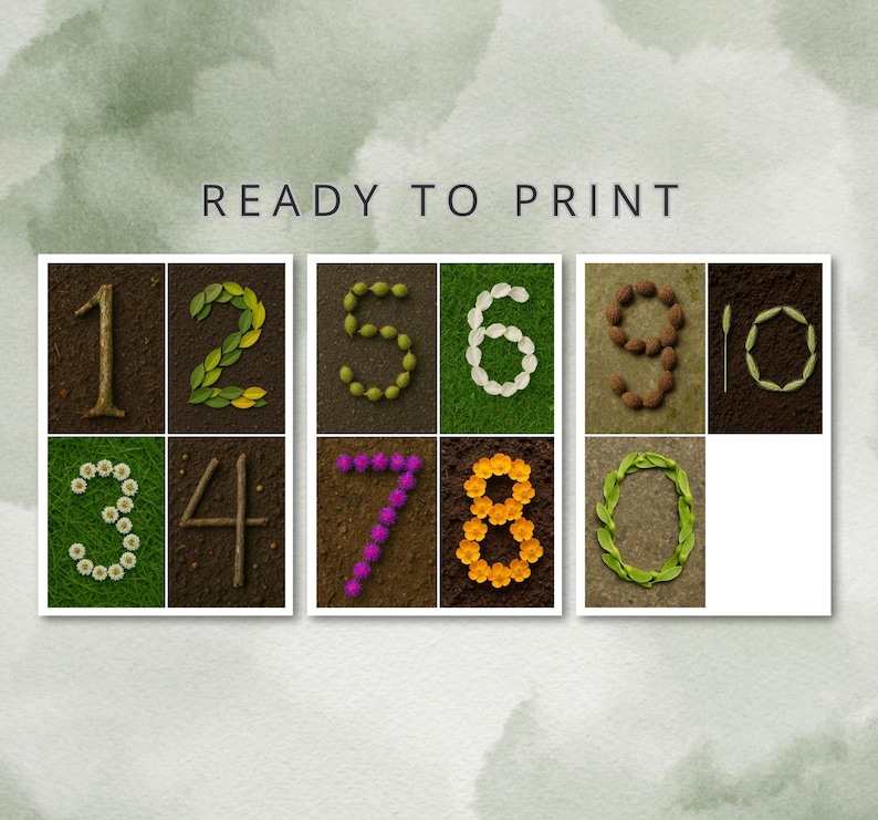 Printable Nature Number Cards 0–10 | Montessori & Reggio-inspired EYFS ...
