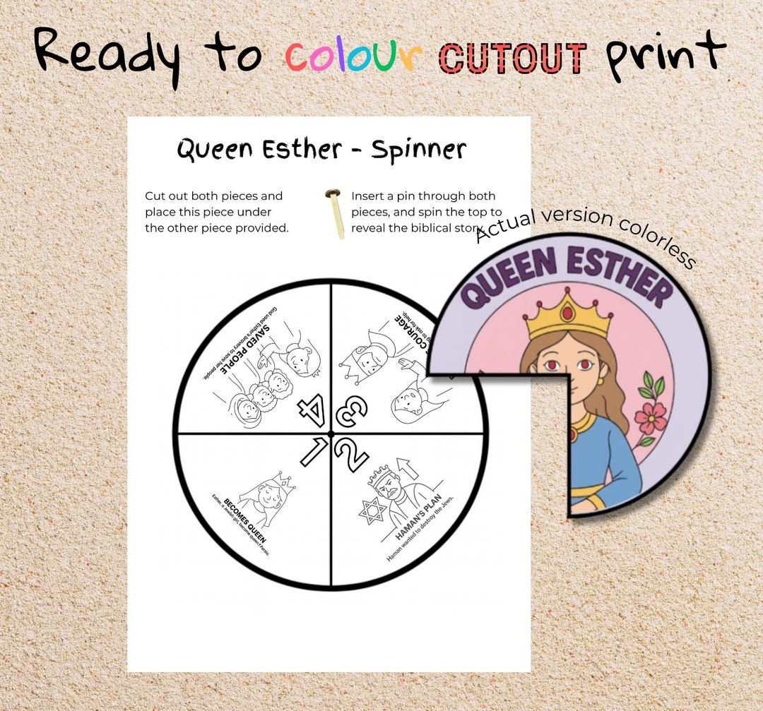 Queen Esther Coloring Wheel, Bible Story Craft for Kids, Courage and ...