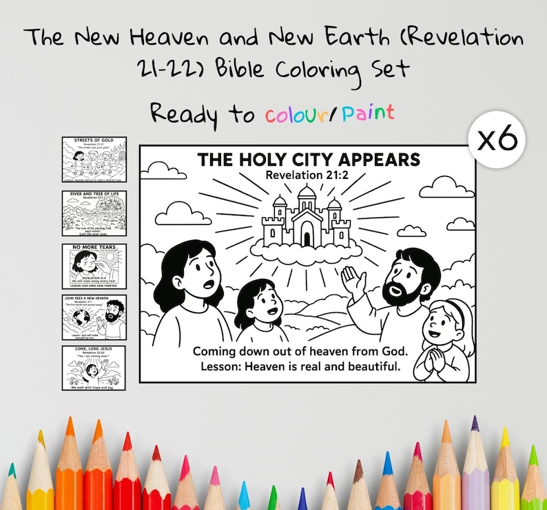 New Heaven & New Earth Coloring Pages Craft | Kids Bible Craft ...
