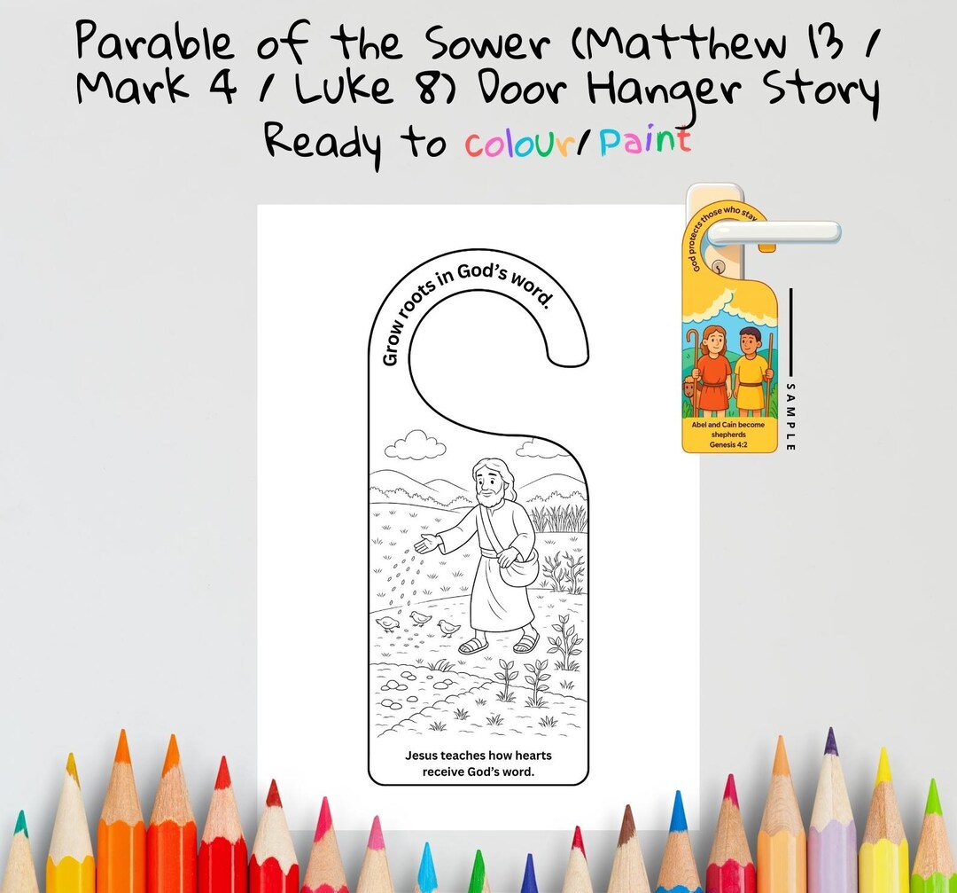 Parable of the Sower Kids Bible Craft Door Hanger | Matthew 13 Coloring ...