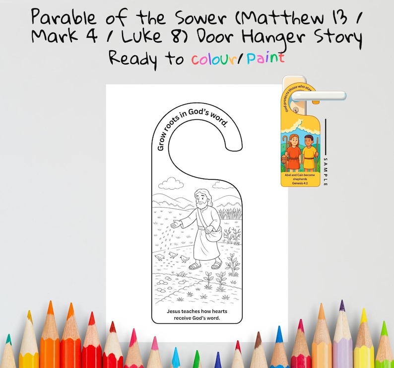 Parable of the Sower Kids Bible Craft Door Hanger | Matthew 13 Coloring ...