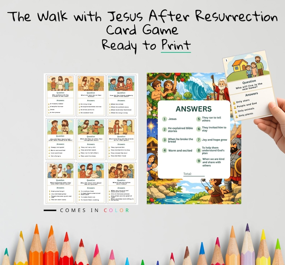 The Walk With Jesus After Resurrection Kids Bible Card Game | Gospel ...