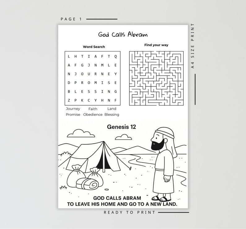 God Calls Abram Bible Craft | Kids Bible Games | Sunday School Activity ...