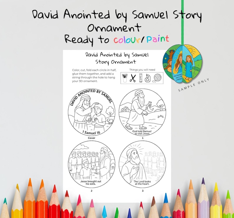David Anointed by Samuel (1 Samuel 16) | 3D Bible Story Ornament ...