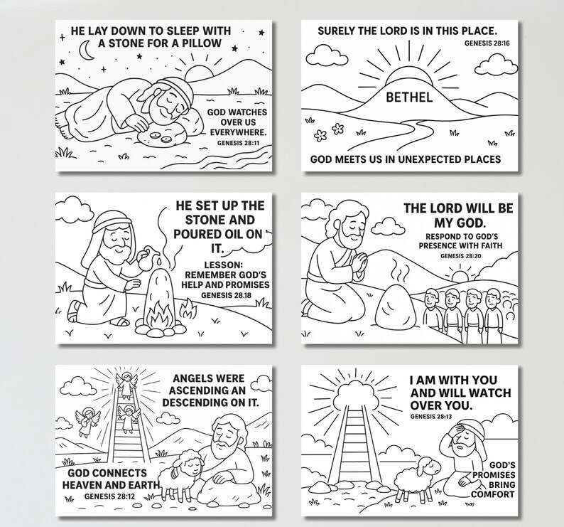 Jacob’s Ladder Coloring Pages Craft | Kids Bible Craft | Genesis 28 ...