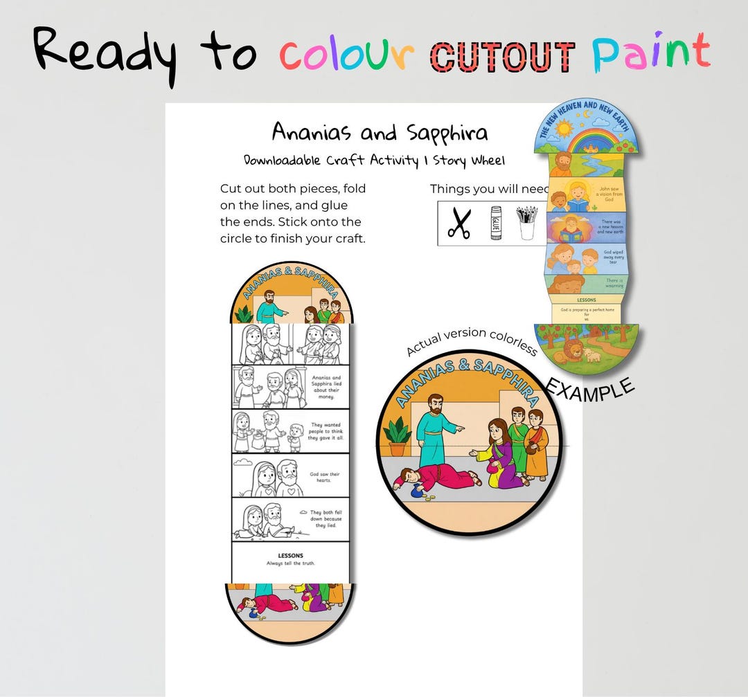 Ananias and Sapphira Bible Craft | Honesty Lesson | Christian Coloring ...