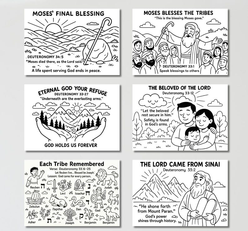 Moses’ Farewell Blessing Coloring Pages Craft | Kids Bible Craft ...
