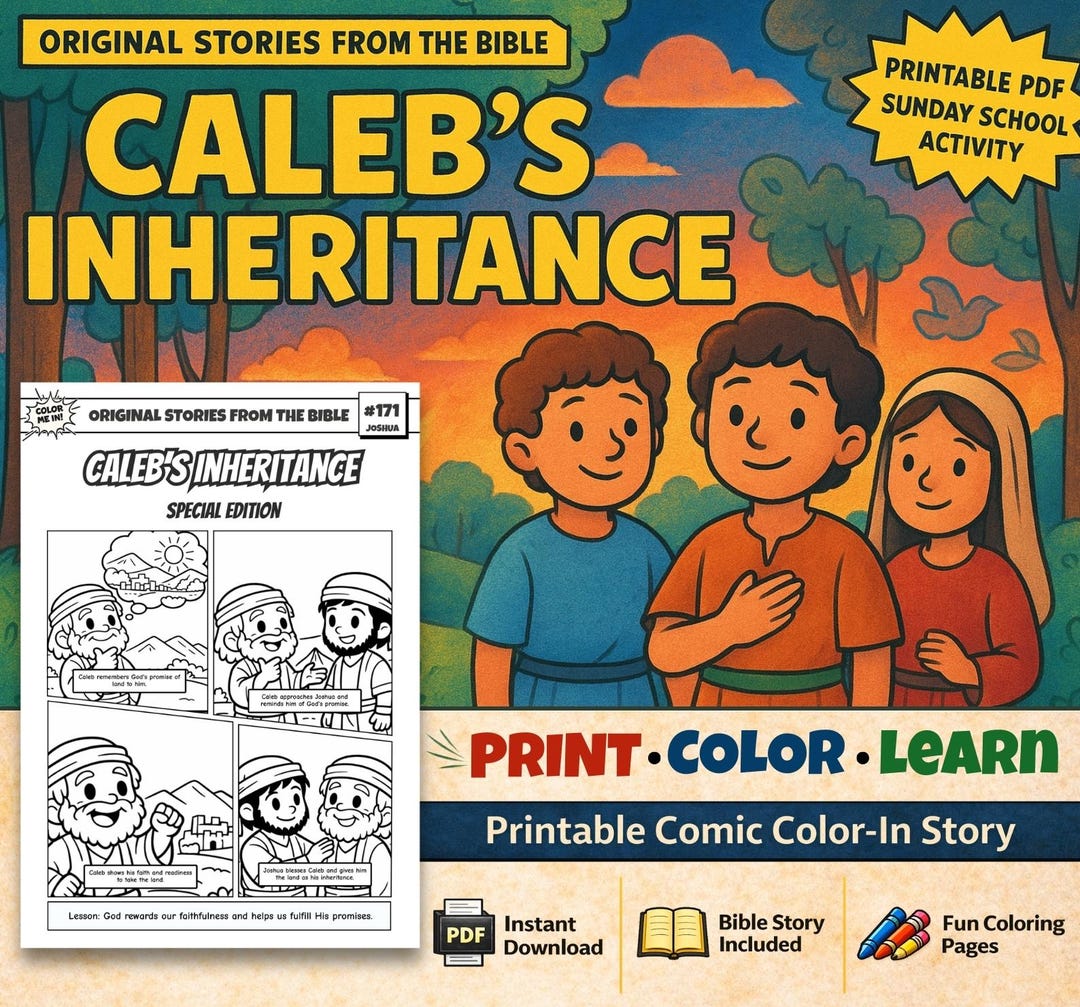 Caleb’s Inheritance Joshua 14 A4 Bible Comic Coloring Page | Sunday ...