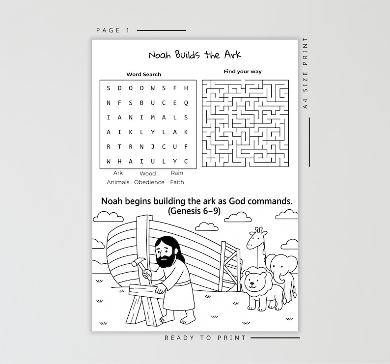 Noah Builds the Ark Bible Craft | Kids Bible Games | Sunday School ...