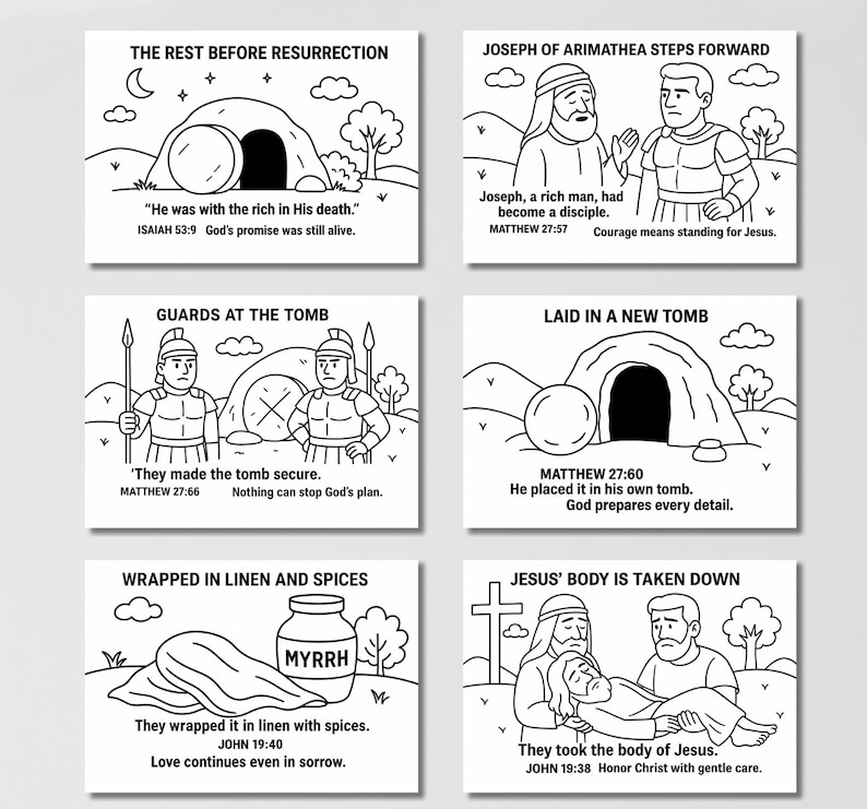 Burial of Jesus Coloring Pages Craft | Kids Bible Craft | Matthew 27 ...