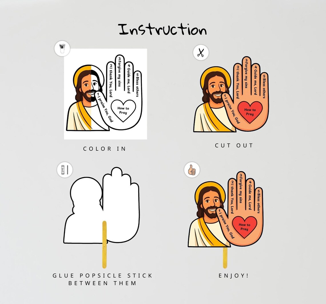 How to Pray Fan Craft for Kids | 5 Finger Prayer Hand Printable ...