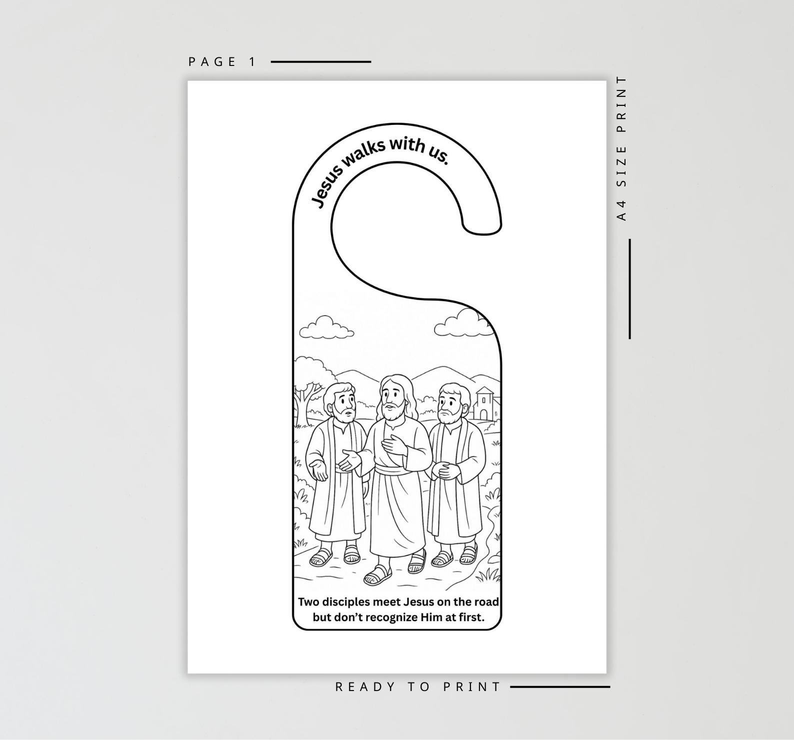 Road to Emmaus Kids Bible Craft Door Hanger | Luke 24 Coloring Craft ...