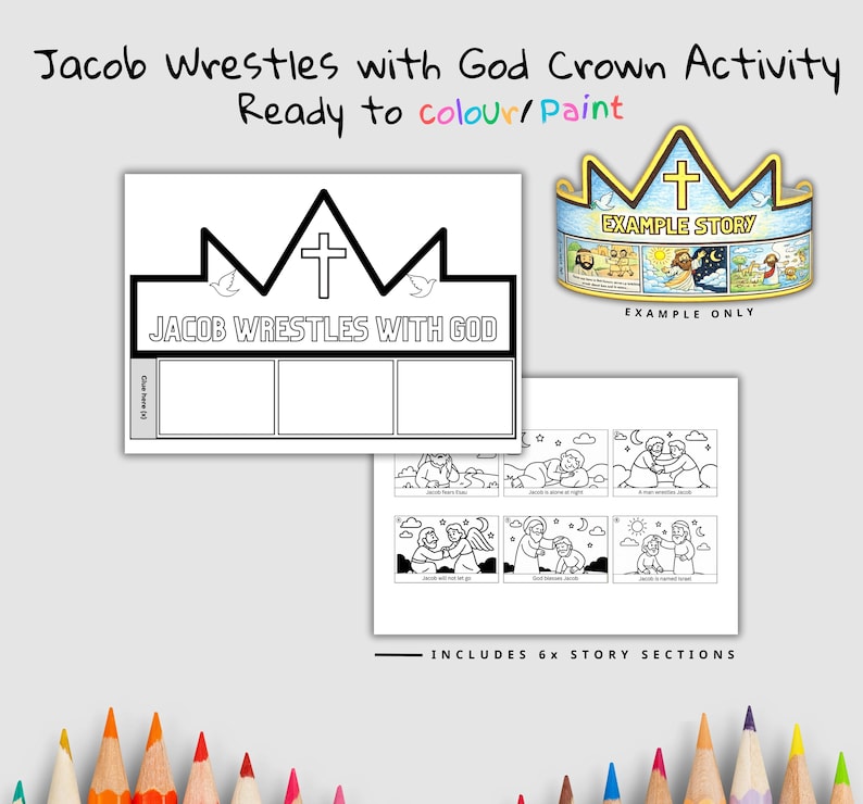 Jacob Wrestles With God Bible Crown Printable | Faith and Change ...