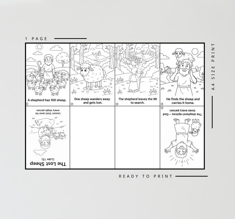 Lost Sheep Bible Craft | Kids Sunday School Activity | Bible Coloring ...