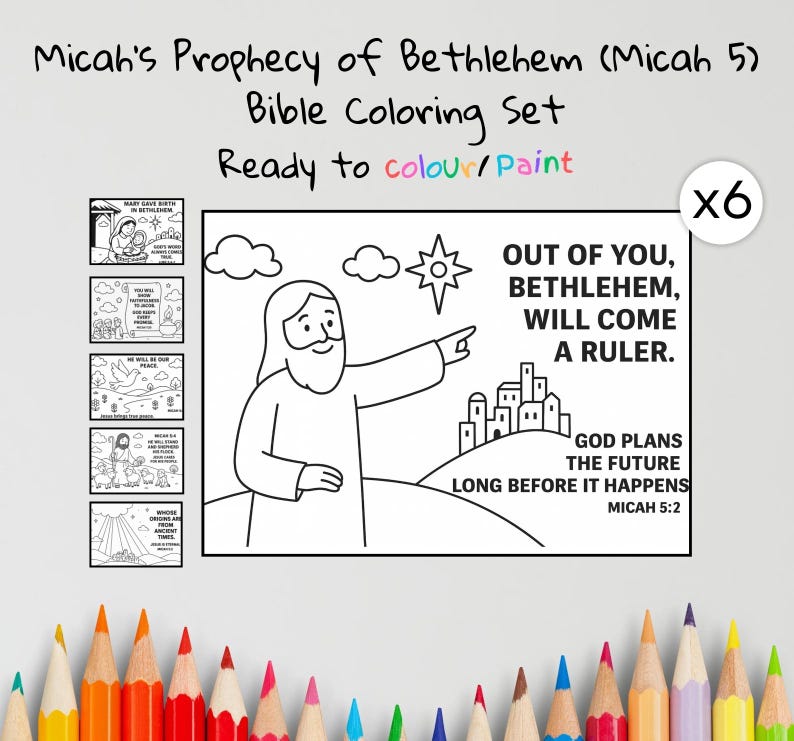 Micah Prophecy of Bethlehem Coloring Pages Craft | Kids Bible Craft ...