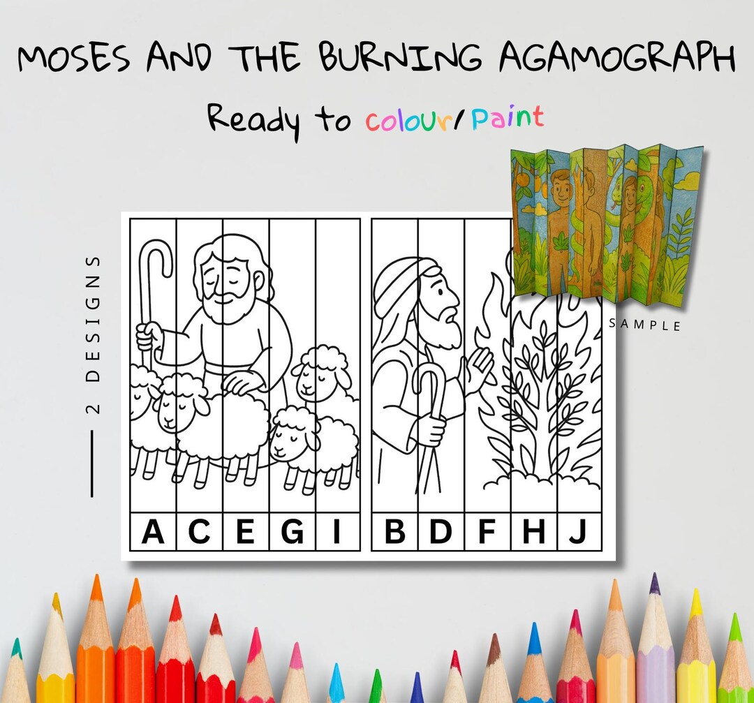 Printable Moses and the Burning Bush Agamograph – God Calls Moses ...