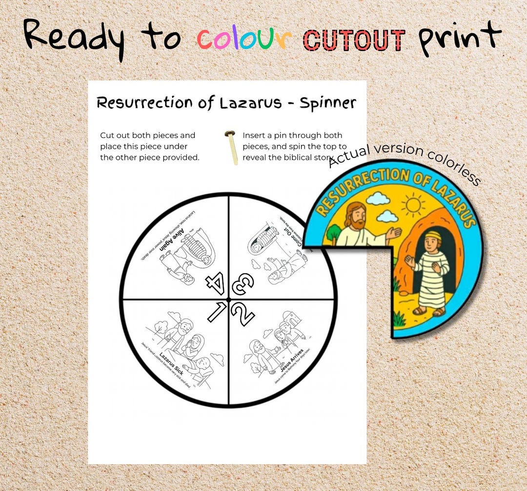 Resurrection of Lazarus Coloring Wheel, Bible Story Craft for Kids ...