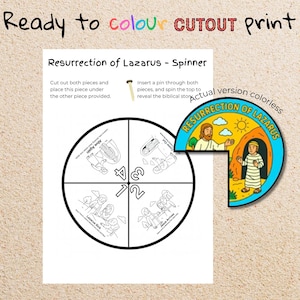 Resurrection of Lazarus Coloring Wheel, Bible Story Craft for Kids ...
