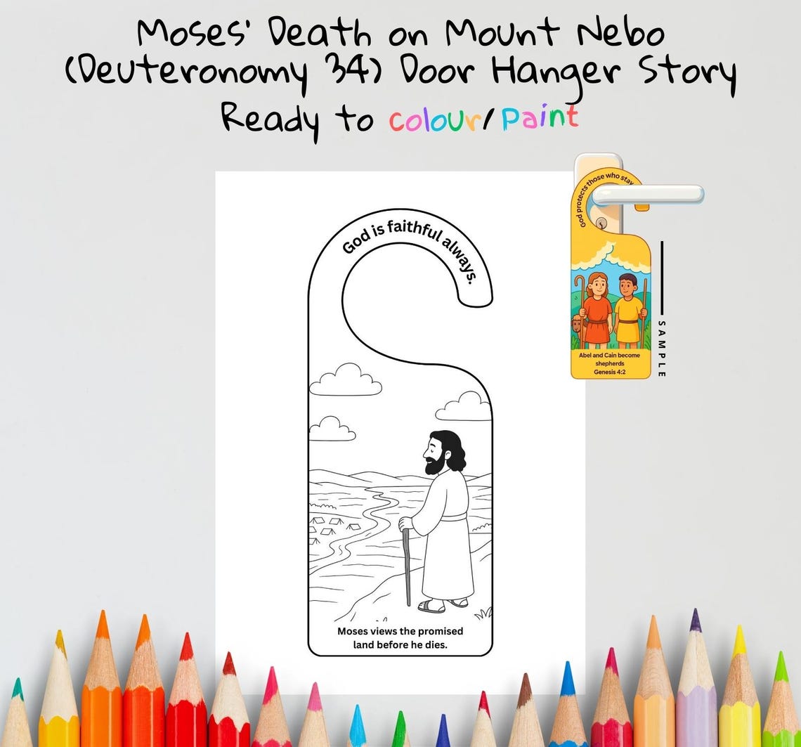 Moses on Mount Nebo Kids Bible Craft Door Hanger | Deuteronomy 34 Craft ...