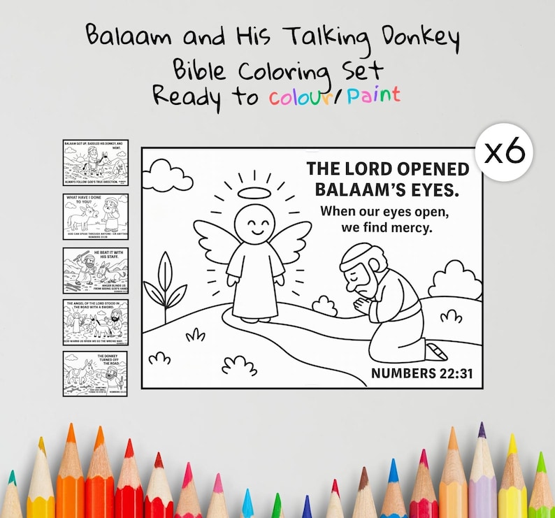 Balaam and Donkey Coloring Pages Craft | Kids Bible Craft | Numbers 22 ...