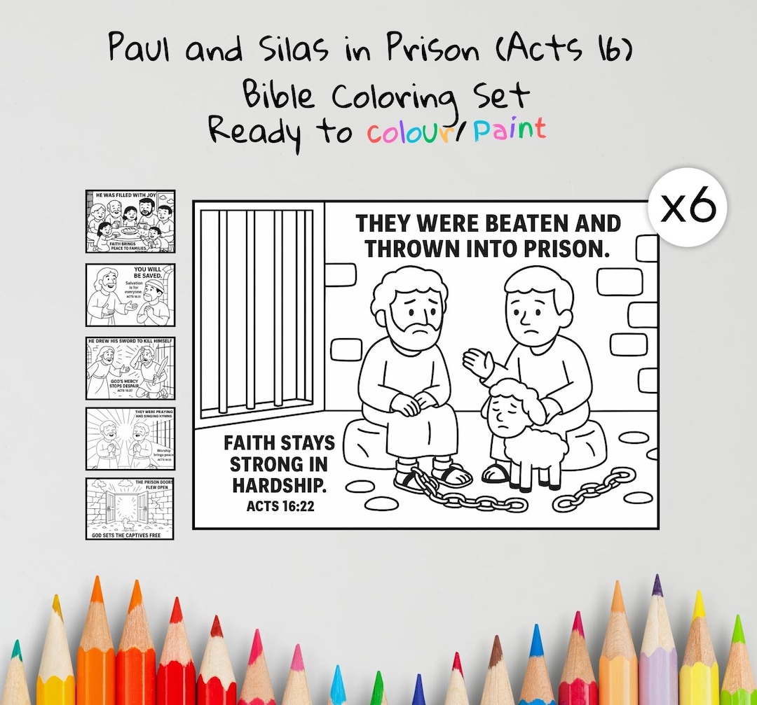 Paul and Silas Coloring Pages Craft | Kids Bible Craft | Acts 16 ...