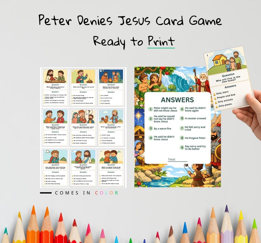 Peter Denies Jesus Kids Bible Card Game | Luke 22 Activity for Kids ...