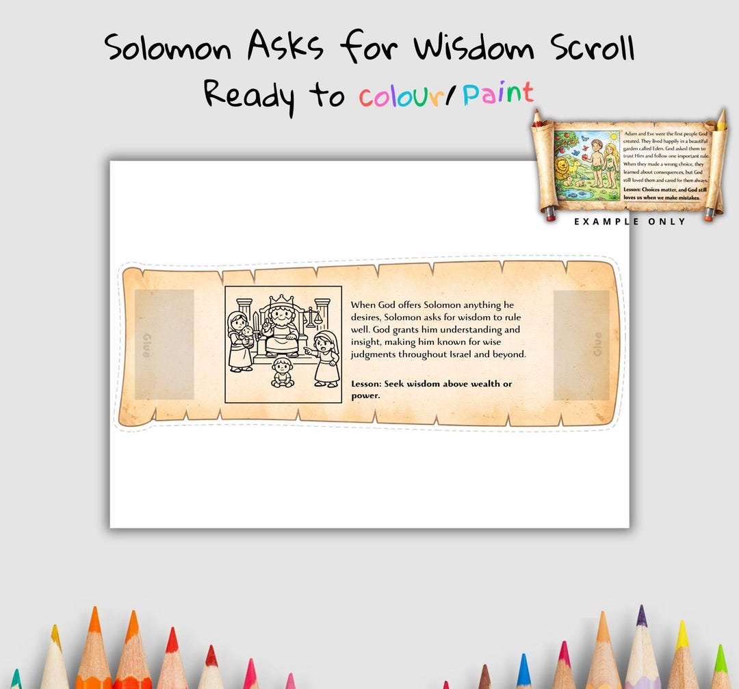 Solomon Asks for Wisdom Scroll Sunday School Craft | Kids Bible ...