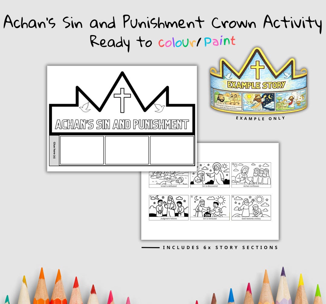 Achan’s Sin Bible Crown Printable | Obedience Matters | Christian ...