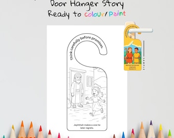 Jephthah’s Vow Kids Bible Craft Door Hanger | Judges 11 Coloring Craft ...