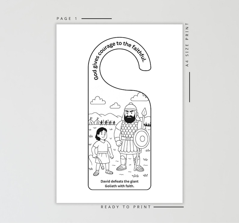 David & Goliath Kids Bible Craft Door Hanger | 1 Samuel 17 Activity for ...