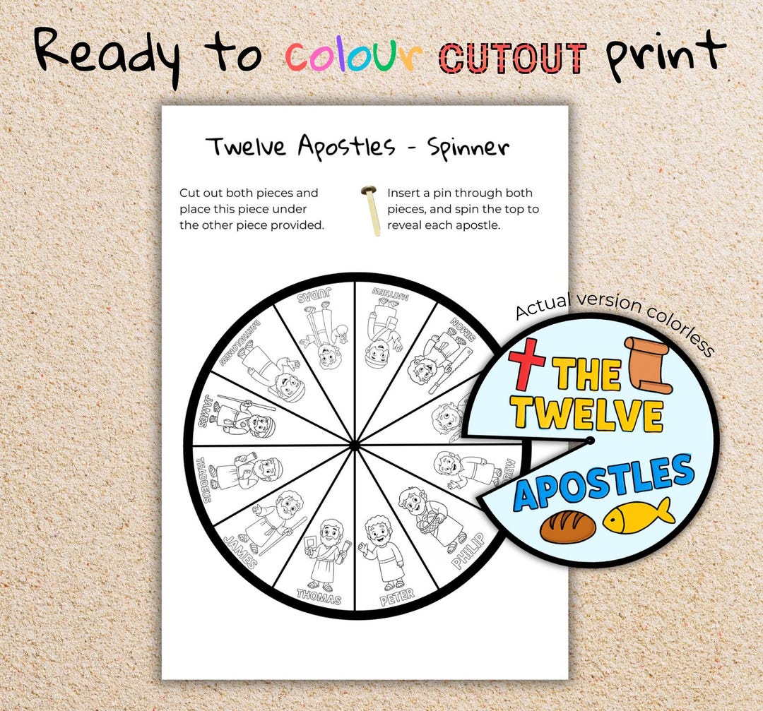 Twelve Apostles Spinning Wheel – Digital Download Bible Craft, Kids ...