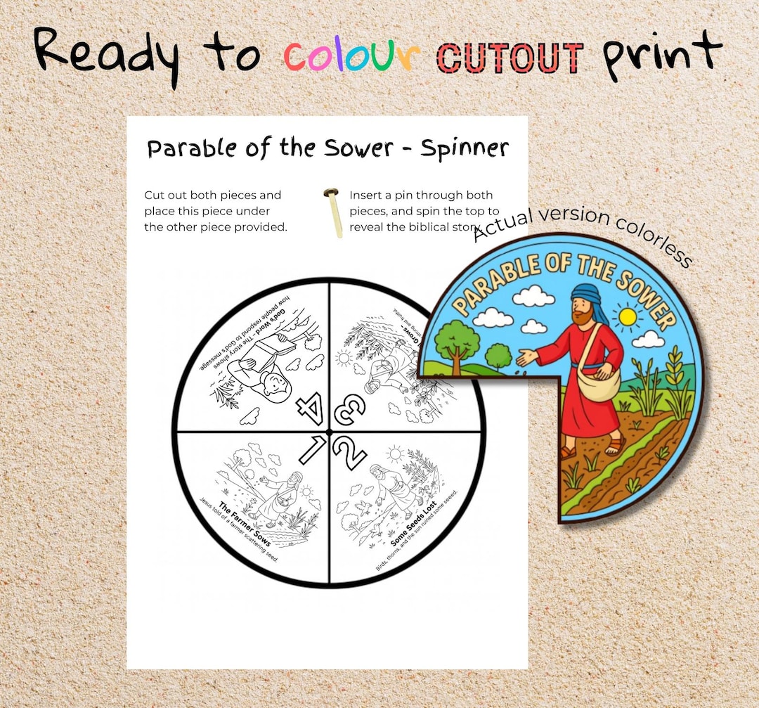 Parable of the Sower Coloring Wheel, Bible Story Craft for Kids, Sunday ...