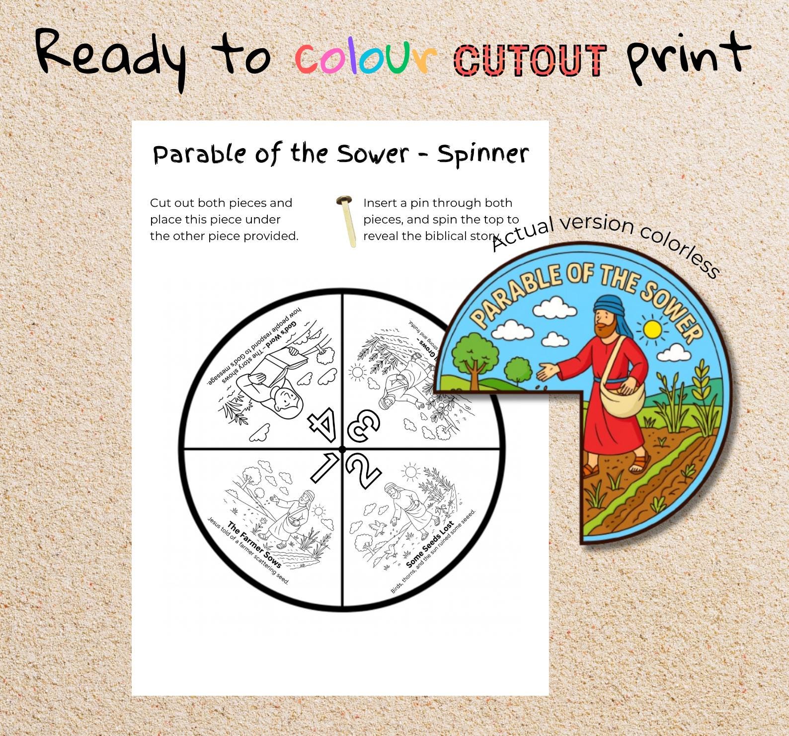 Parable of the Sower Coloring Wheel, Bible Story Craft for Kids, Sunday ...