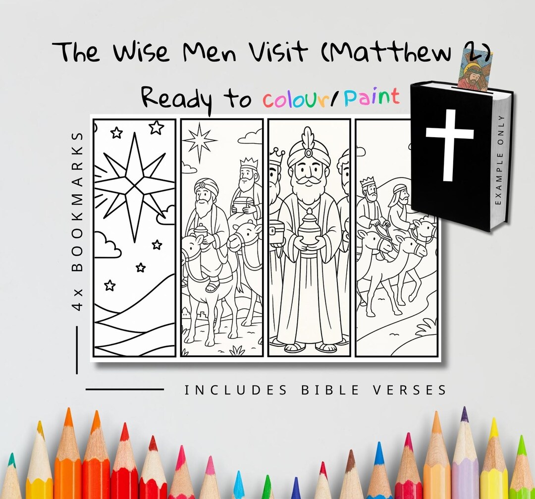 The Wise Men Visit Bible Verse Bookmarks for Kids 4x Set Christian ...