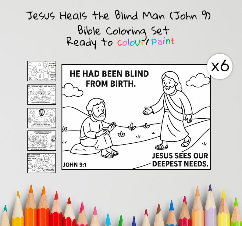 Jesus Heals the Blind Man Coloring Pages Craft | Kids Bible Craft ...